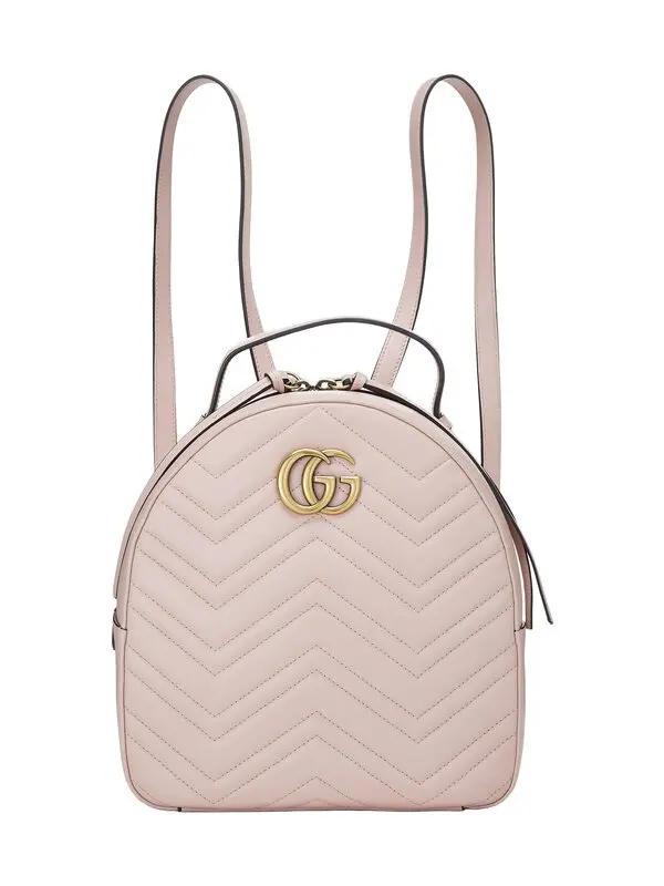 Gucci Leather Gg Marmont Backpack - Pink