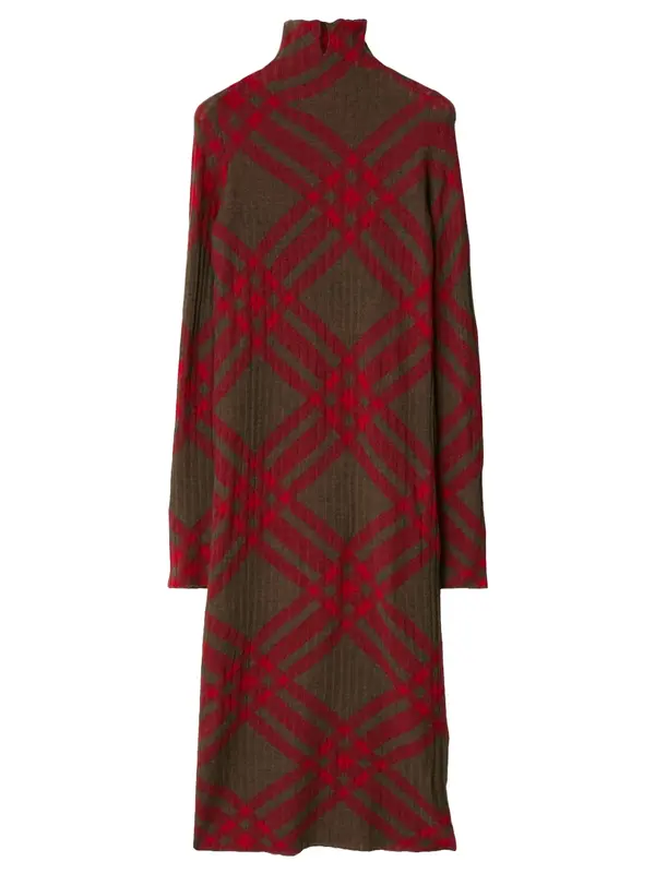 Burberry Checkered Wool-blend Shift Dress - Green