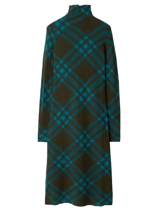 Burberry Checkered Wool Blend Shift Dress - Brown
