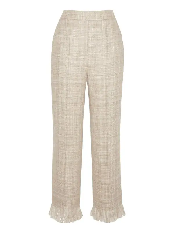 Adam Lippes Fringed Linen Trousers - Neutrals
