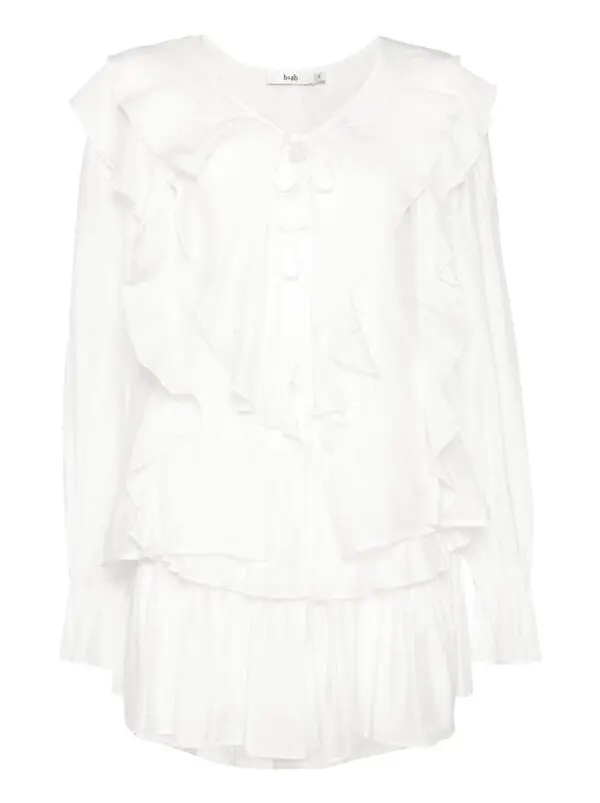 B+AB Ruffled Muslin Co-ord Set - White