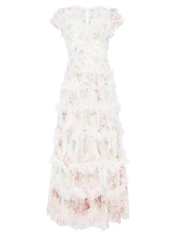 NEEDLE & THREAD Paradise Garden Ruffle-detail Dress - White