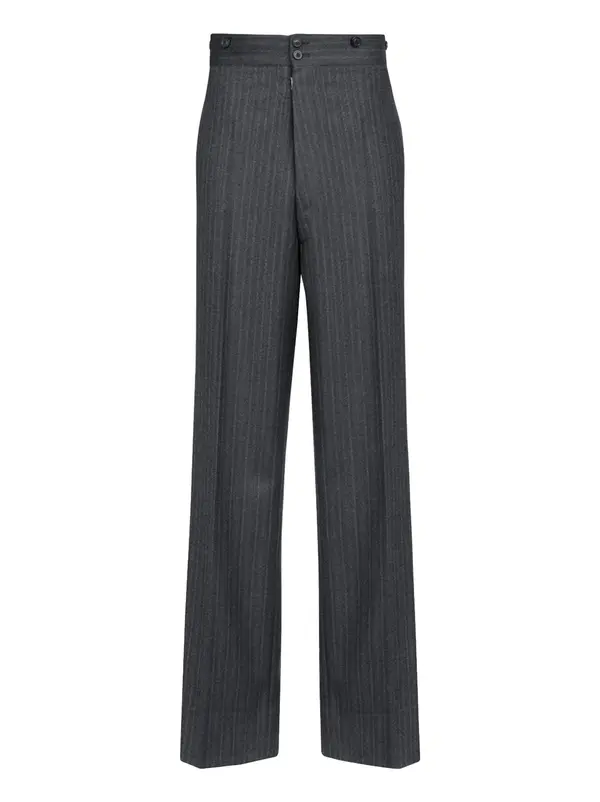 MAISON MARGIELA Barathea Wool Striped Trousers - Grey