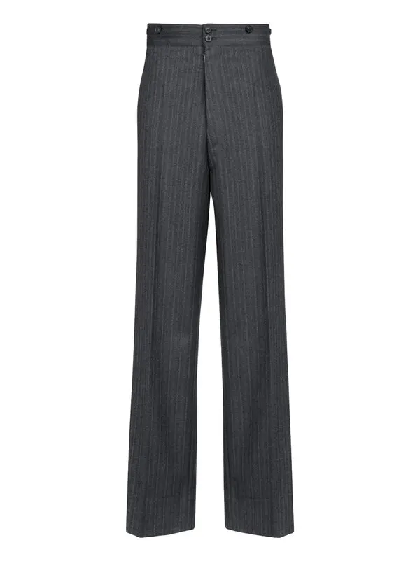 MAISON MARGIELA Barathea Wool Striped Trousers - Grey