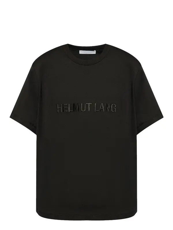 Helmut Lang Logo Embroidered Cotton T-shirt - Black