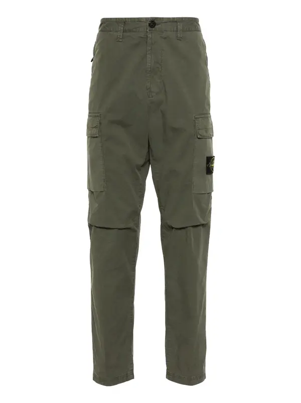 Stone Island Compass-badge Slim-cut Cargo Trousers - Green