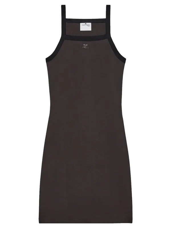 COURREGES Contrast-trim Mini Dress - Brown
