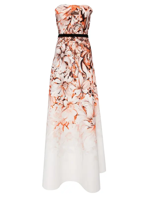 SAIID KOBEISY Floral-print Neoprene Gown - White
