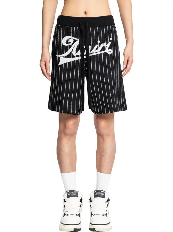 Amiri Pinstripe Wool Shorts - Black