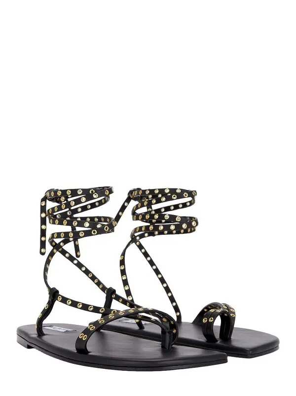 Alaïa Flat Strappy Sandal - Noir