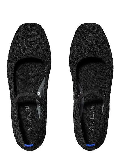 Rothy's The Max Square Mary Jane Flats - Black Pattern