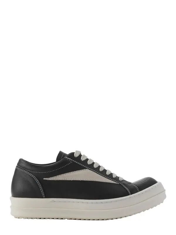 Rick Owens Suede-trimmed Leather Sneakers - Black