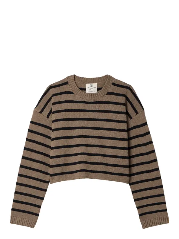 Denimist Cropped Striped Cotton-blend Sweater - Brown