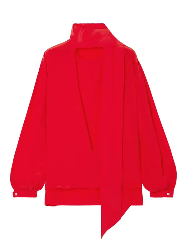 Victoria Beckham Tie-detailed Silk Crepe De Chine Blouse - Red
