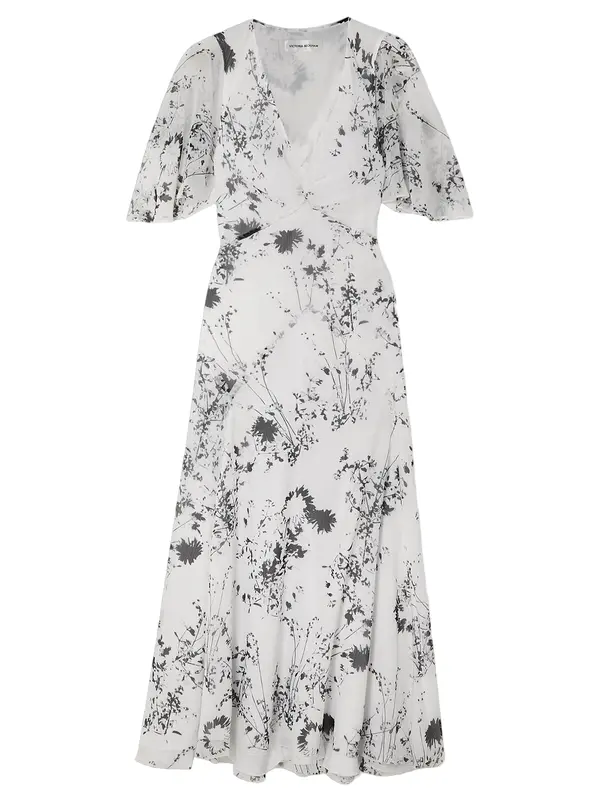 Victoria Beckham Floral-print Chiffon Midi Dress - White