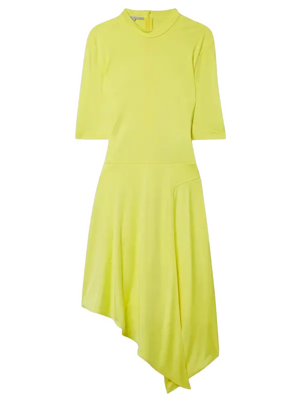 Stella McCartney Asymmetric Draped Stretch-jersey Mini Dress - Yellow
