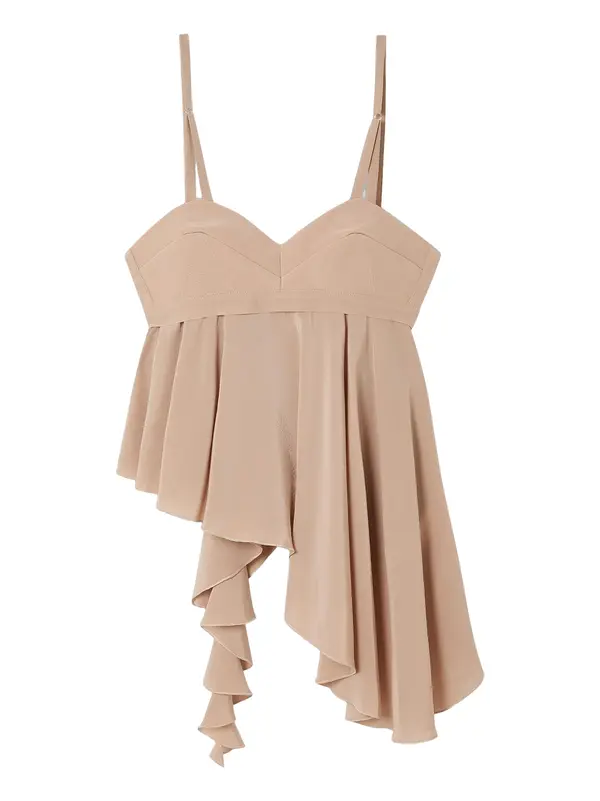 Victoria Beckham Asymmetric Ruffled Camisole - Taupe