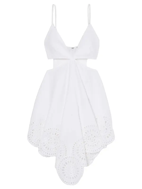 Stella McCartney Cutout Asymmetric Broderie Anglaise Poplin Mini Dress - White