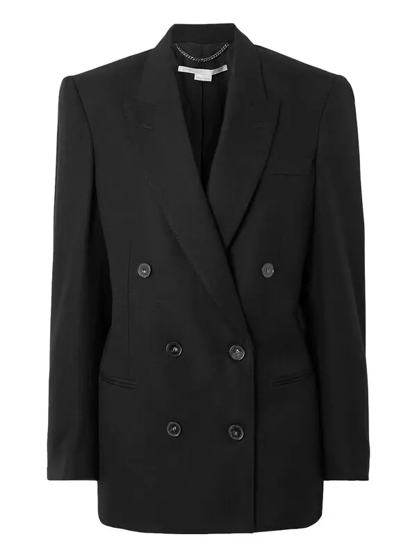 Stella McCartney Double-breasted Grain De Poudre Blazer - Black