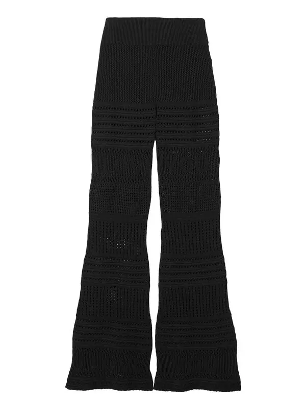 Stella McCartney Crocheted Cotton Flared Pants - Black