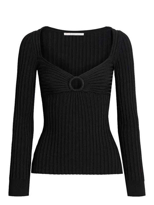 Stella McCartney Ring-embellished Ribbed-knit Top - Black