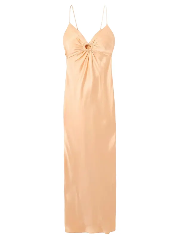 Stella McCartney Satin Maxi Dress With Ring Embellishment - Sand