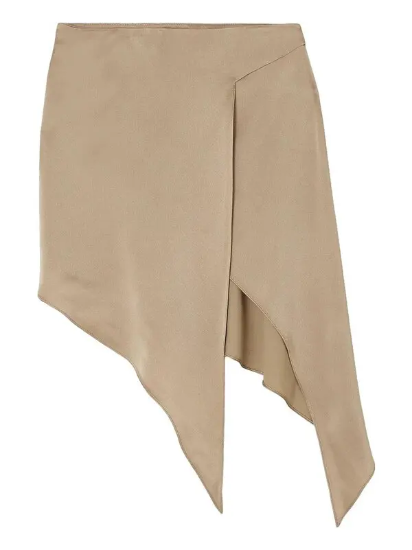 Stella McCartney Asymmetric Satin-crepe Midi Skirt - Mushroom