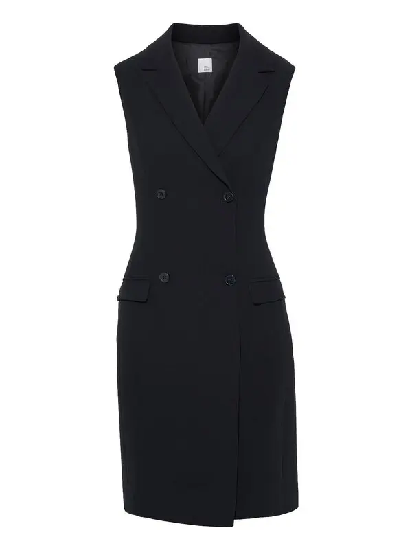 Iris & Ink Laurel Doublebreasted Cady Dress - Black