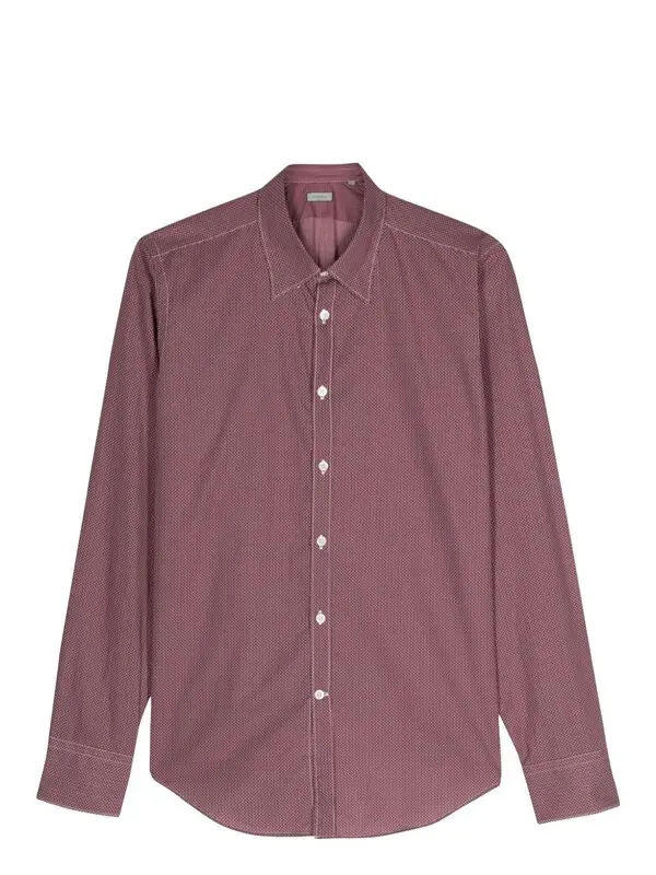 Canali Geometric-pattern Cotton Shirt - Red
