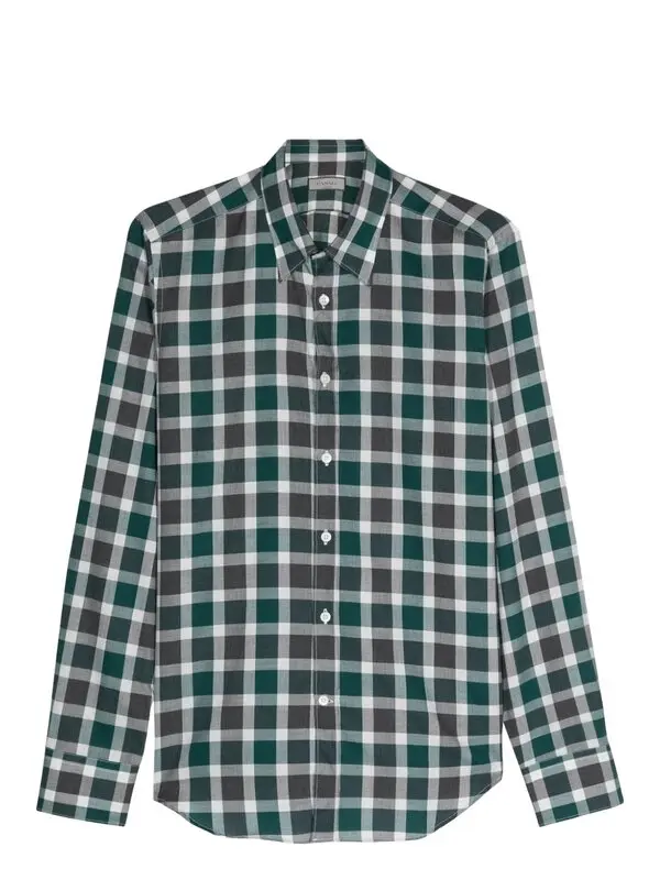 Canali Check-pattern Cotton Shirt - Green