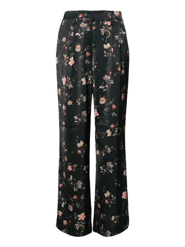 ALLSAINTS Floral-print Satin Trousers - Black