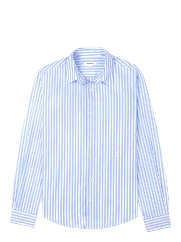 SPORTY & RICH Logo-embroidered Striped Shirt - Blue
