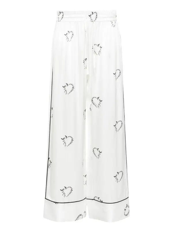 ALLSAINTS Sofi Straight-leg Trousers With All-over Logo And Heart Print - White