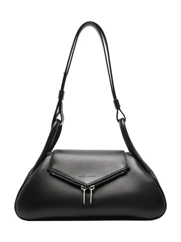 Amina Muaddi Gemini Leather Shoulder Bag - Black