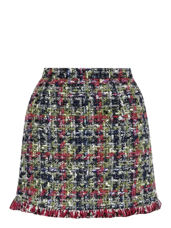 Etro Tweed Bouclé Check Mini Skirt - Black