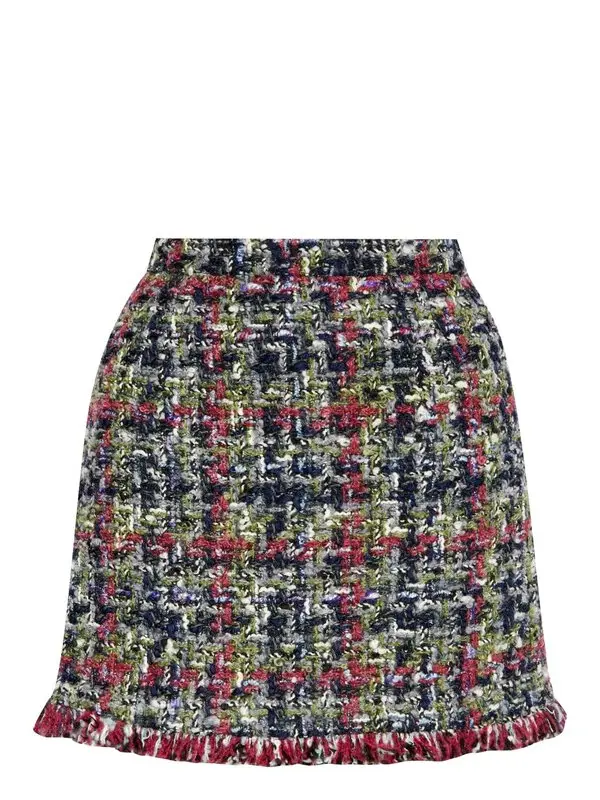 Etro Tweed Bouclé Check Mini Skirt - Black