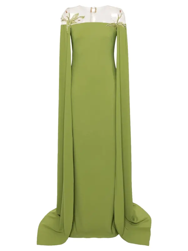CRISTALLINI Daphne Bead-embellished Crepe Dress - Green