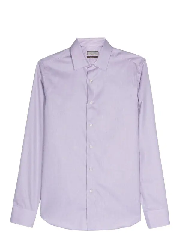 Canali Geometric-pattern Cotton Shirt - Pink