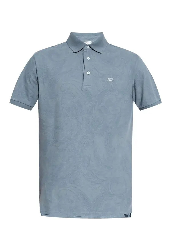Etro Paisley-print Cotton-piqué Polo Shirt - Blue