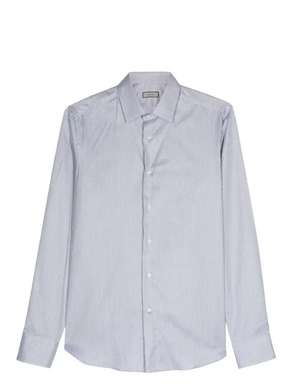 Canali Geometric-pattern Cotton Shirt - Grey