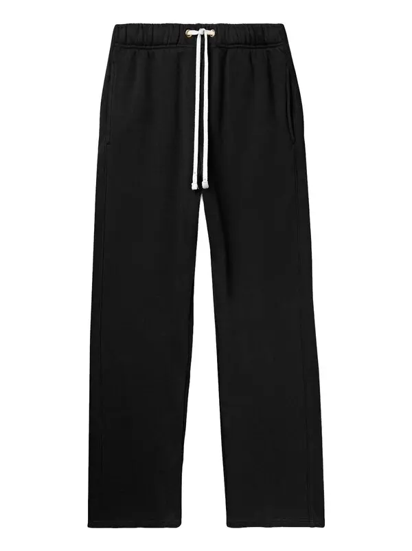 LES TIEN Straight-leg Garment-dyed Cotton-jersey Sweatpants - Black