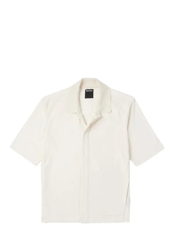 Zegna Cotton And Silk-blend Terry Shirt - Neutrals
