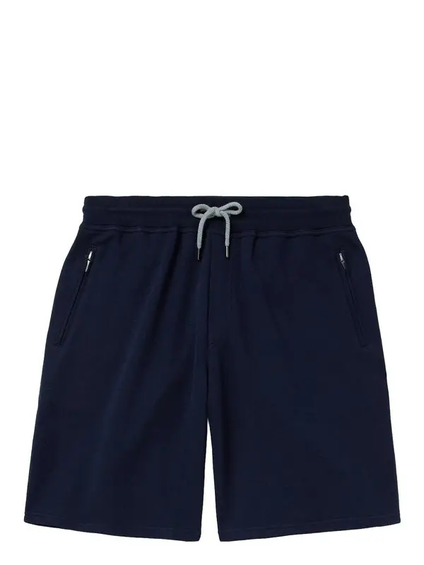Brunello Cucinelli Straight-leg Cotton-blend Jersey Drawstring Shorts - Blue