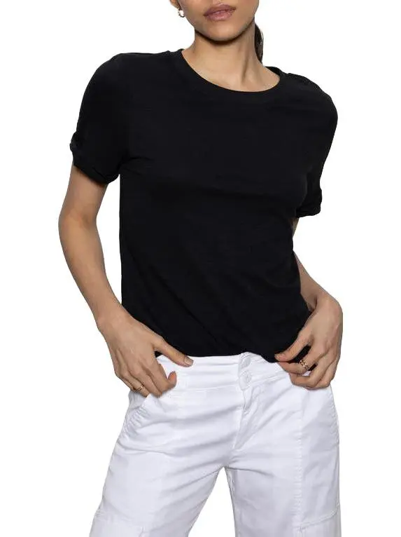 Sanctuary Perfect Roll Sleeve T-shirt - Black