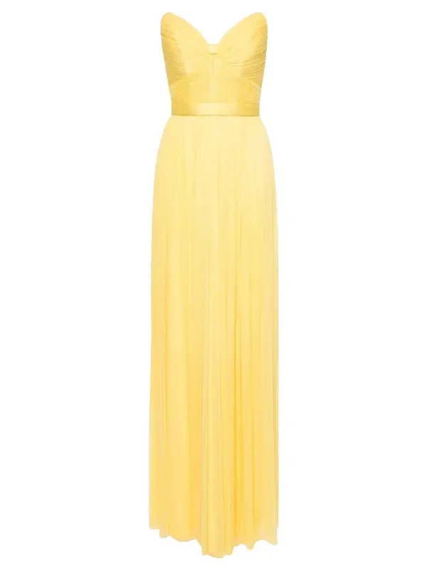 CRISTALLINI Pandora Pleated Silk Dress - Yellow