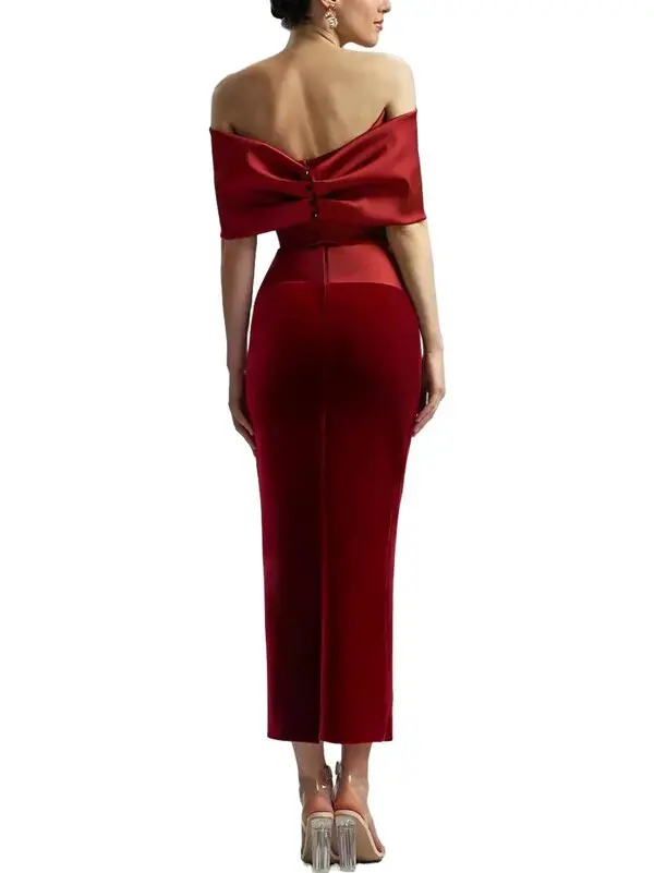 CRISTALLINI Off-shoulder Taffeta Gown - Red