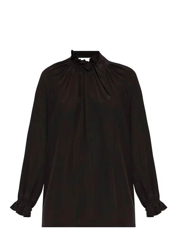 Victoria Beckham Draped Silk Blouse - Brown