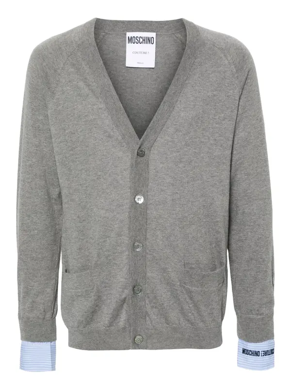 Moschino Knitted Cardigan With Layered Details - Grey
