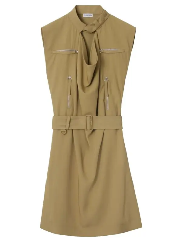 Burberry Belted Silk Dress - Neutrals