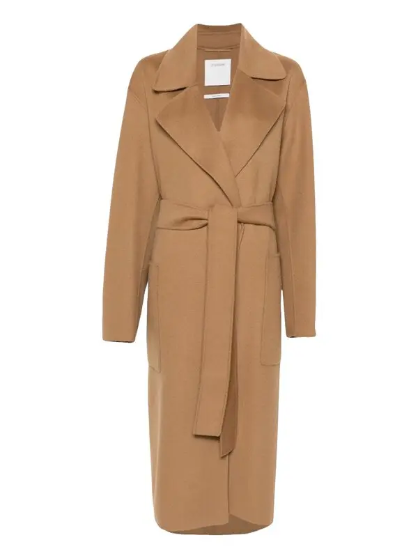 Sportmax Veleno Belted Wool Coat - Brown